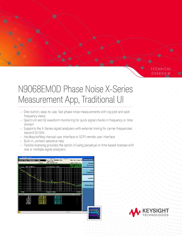 N9068EM0D Phase Noise X-Series Measurement App, Traditional UI PDF Asset Page | Keysight